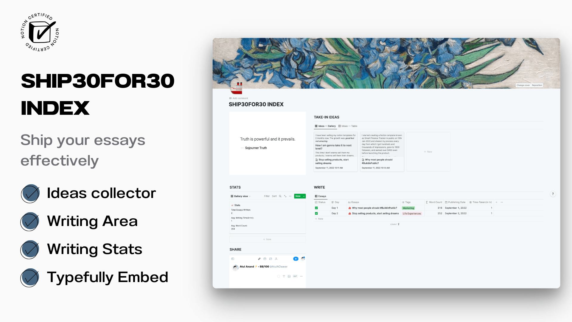 Notion Ship30for30 Index - Notionland Template Gallery